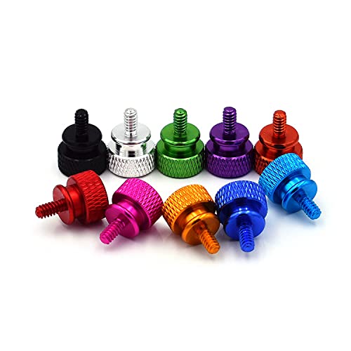 VizGiz 10 Pack Computer Screws Aluminum Alloy M3.5 Colorful 6#-32 * 6 Thumbscrews Hand Finger Thumb Screw for Computer Cover Case DIY PCI Panel Power Slots Hard Drive Chassis