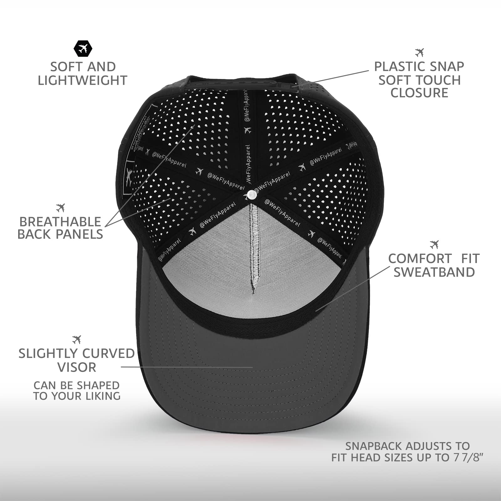We Fly Apparel Performance Snapback Hat - Baseball Cap for Men & Women (Atlanta, Black/Charcoal)