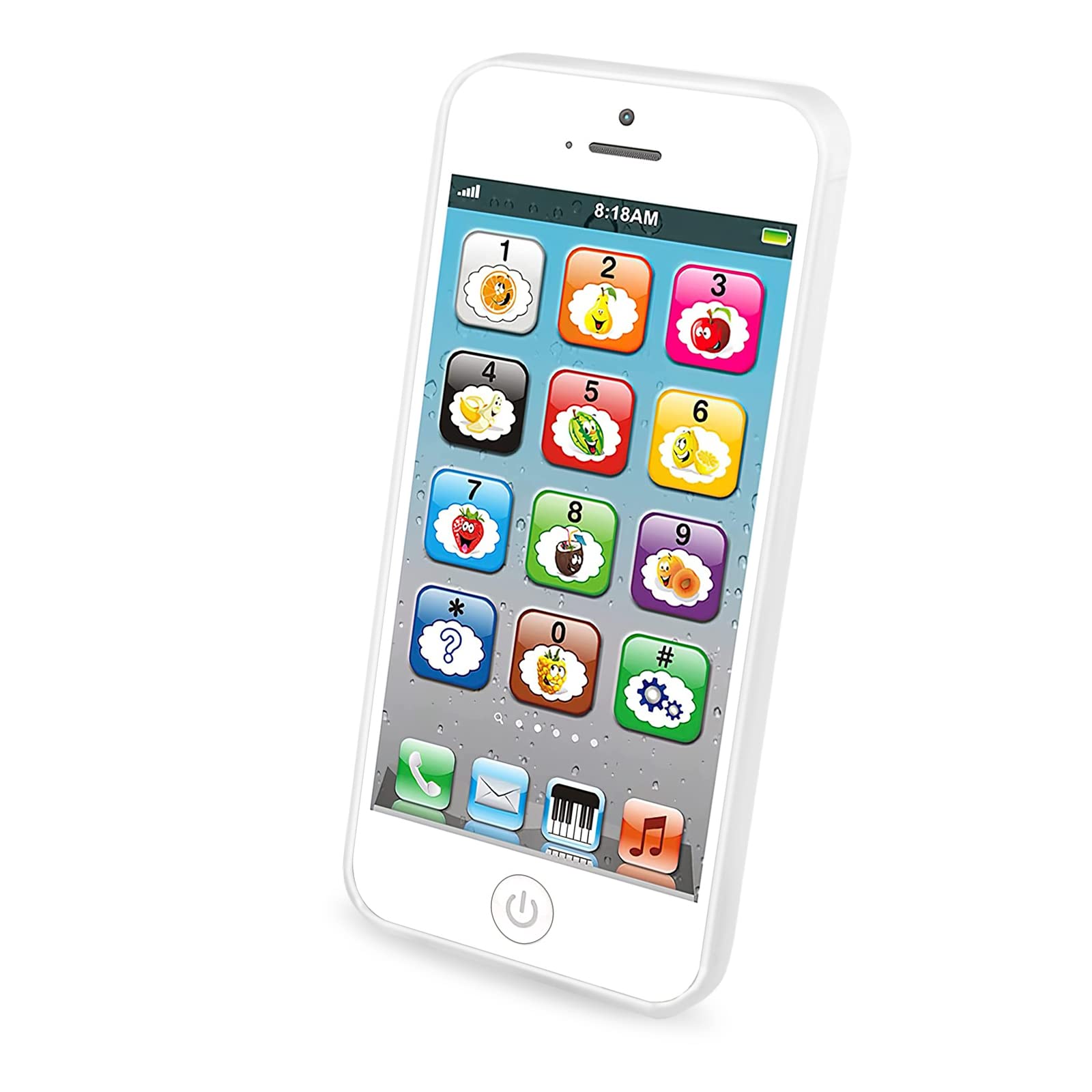 Wolmund Toy Learning Play Cell Phone with 8 Functions and Dazzling Lights for Toddler Baby Kids 12-18 Months Ages 1-3 Year Old, White3