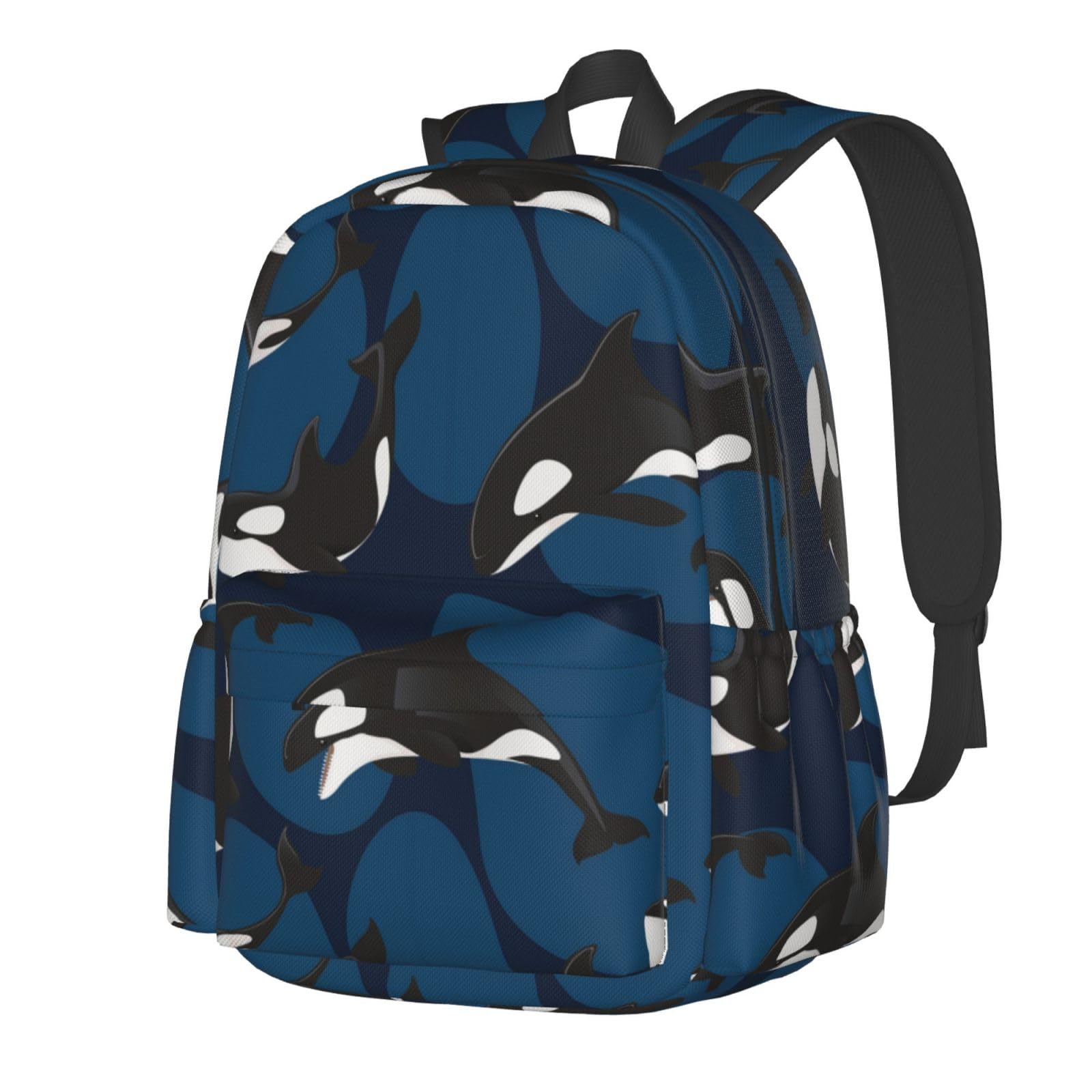 MZERSE Backpack for Men Women Backpack Compatible with Ocean Orca Killer Whale Outdoor Travel Daypack, Muiltifunction Bookbag Anti-Theft Laptop Bag Backpack Gym Bag with Soft Shoulder Strap