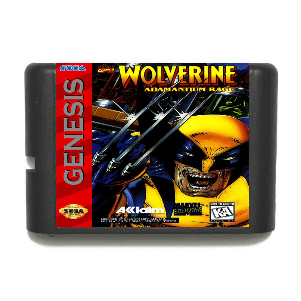 Wolverine Adamantium Rage 16 Bit MD Game Card For Sega Mega Drive For Genesis (Black)