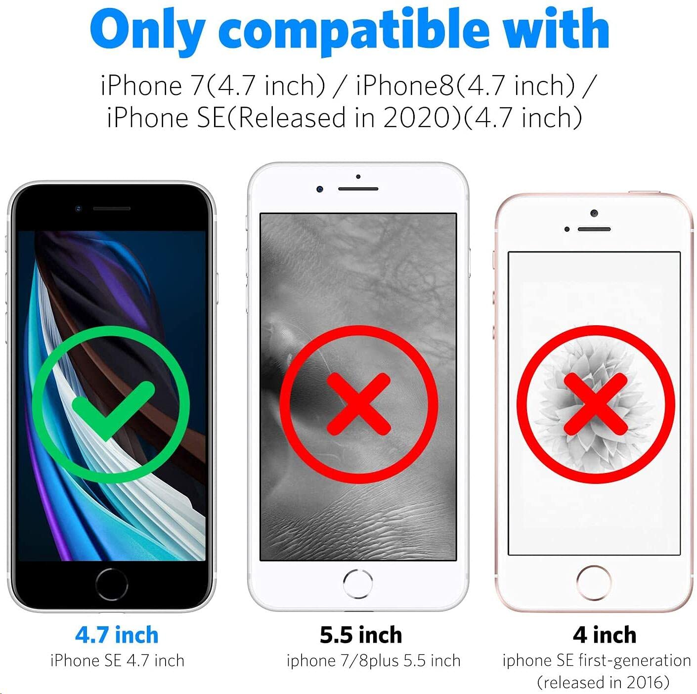 Mkeke Compatible with iPhone SE 2022/2020 Case, Crystal Clear Case for iPhone 8 Case and iPhone 7 Case