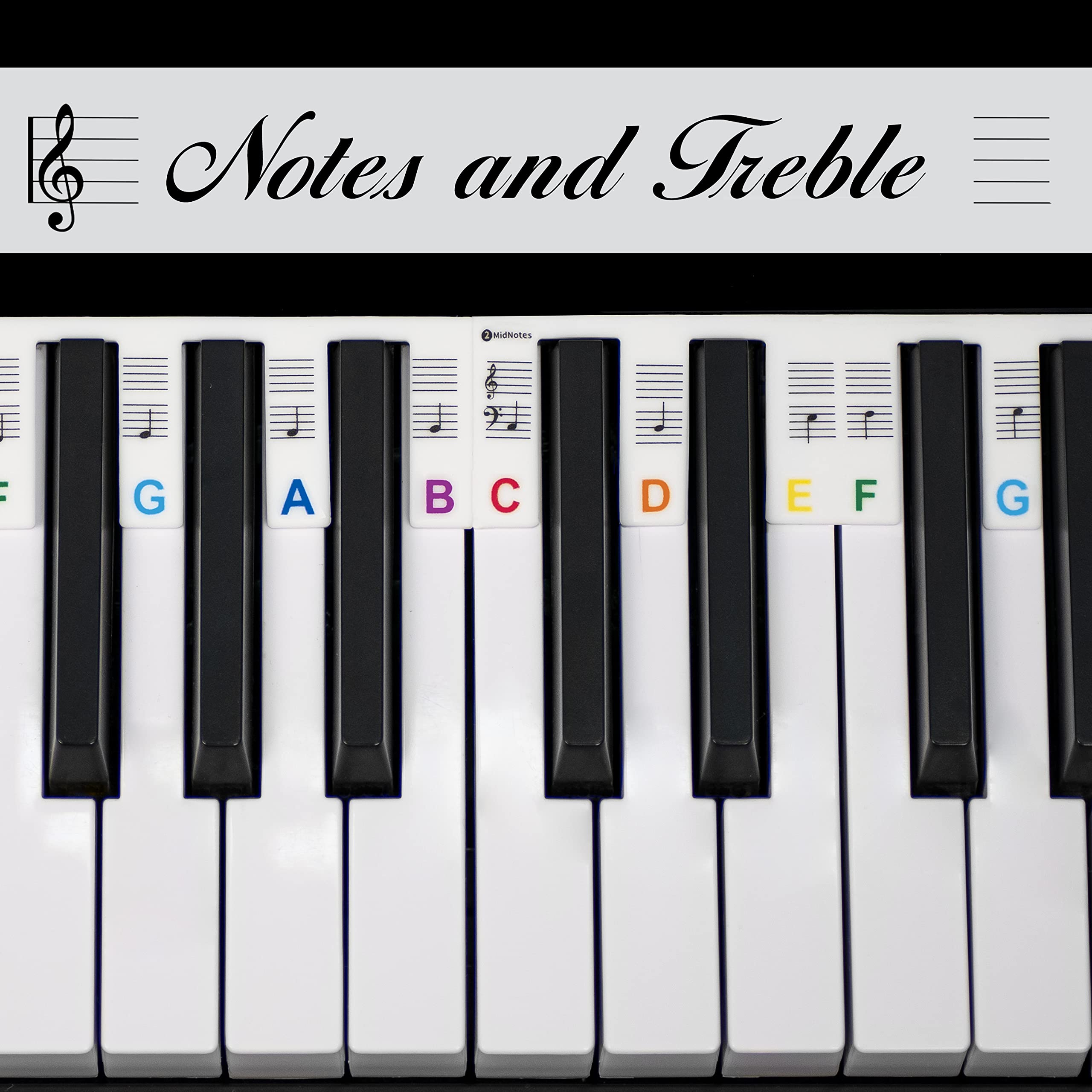 Removable Piano Keyboard Note Labels for Learning, Piano Notes Guide & Piano Keys Guide - 88-Key Full Size, Say Goodbye to Piano Key Stickers & Piano Keyboard Stickers (Colorful)