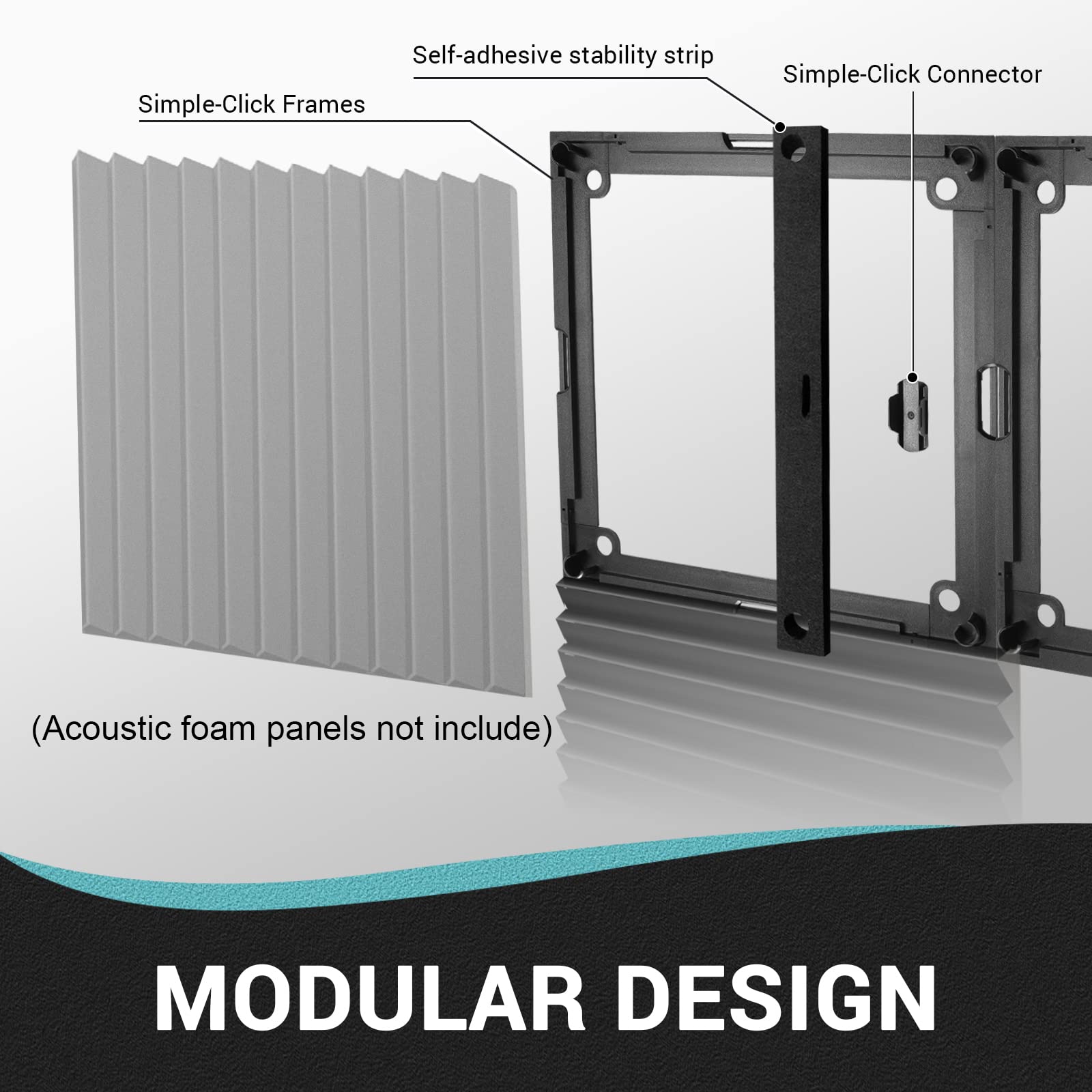 Soundproof Foam Frame 12 Pack, Quick Installation and Removal of Acoustic Panels, Proprietary Frame, Modular Design, 12 * 12 Inch Acoustic Foam Panel Installation Solution