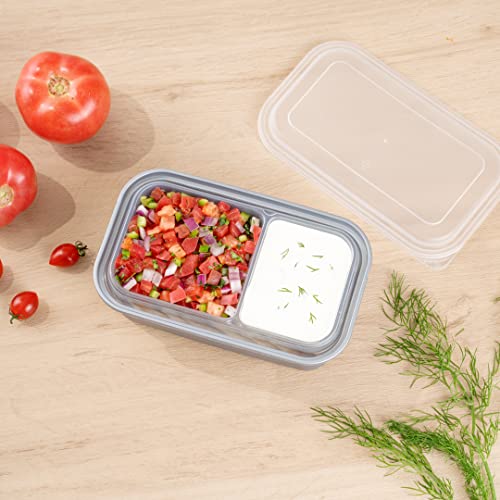Restaurantware TRAYS ONLY: Futura 15.2 Ounce Trays For Containers 100 Microwavable Trays For 24 34 And 44 Ounce Containers - Containers Sold Separately 2 Compartments Clear Plastic Food Trays