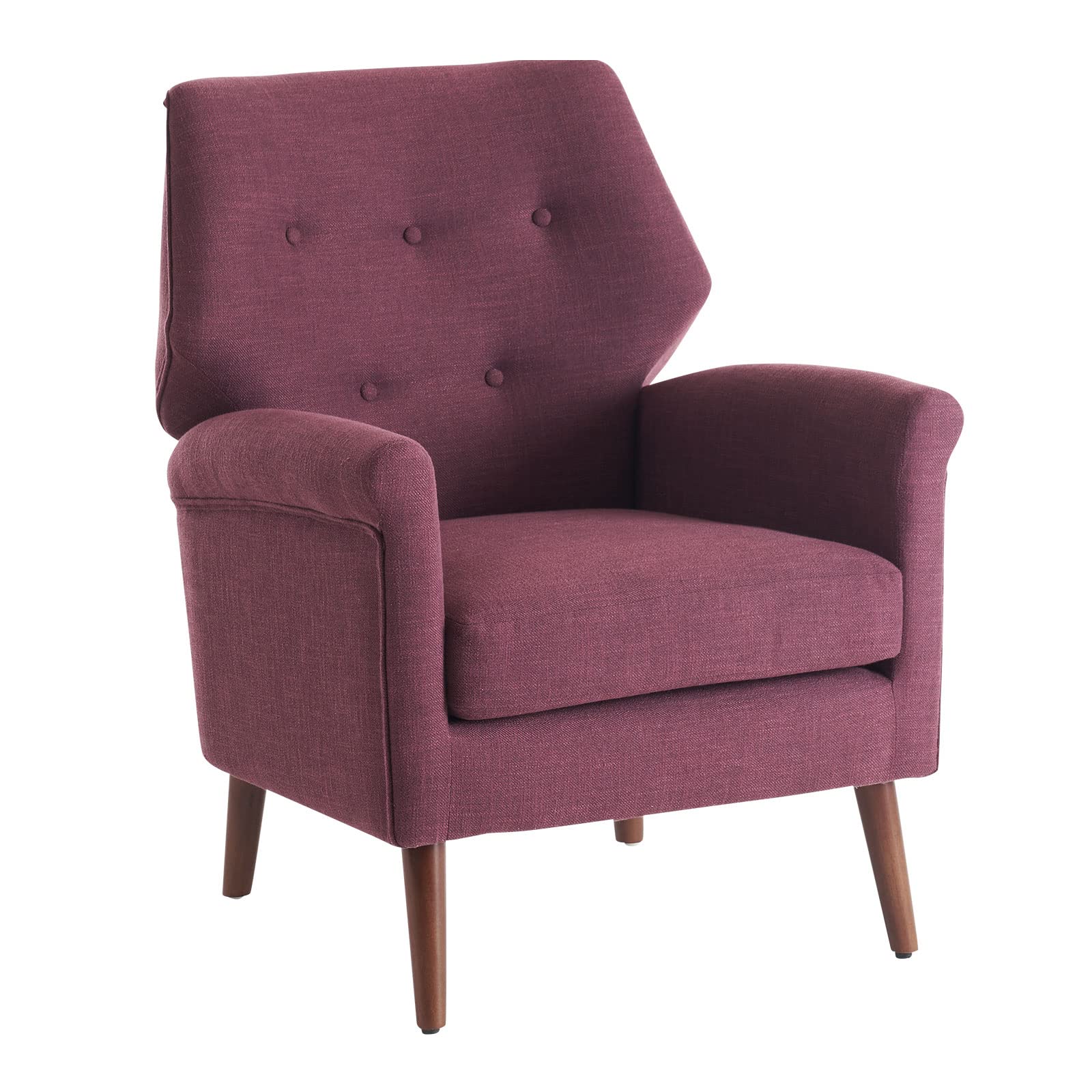 LOVSPATIO Mid-Century Modern Upholstered Button Tufted Sofa Chair,Accent Linen Fabric Armchair for Living Room,Bedroom,Office (Fuchsia)…