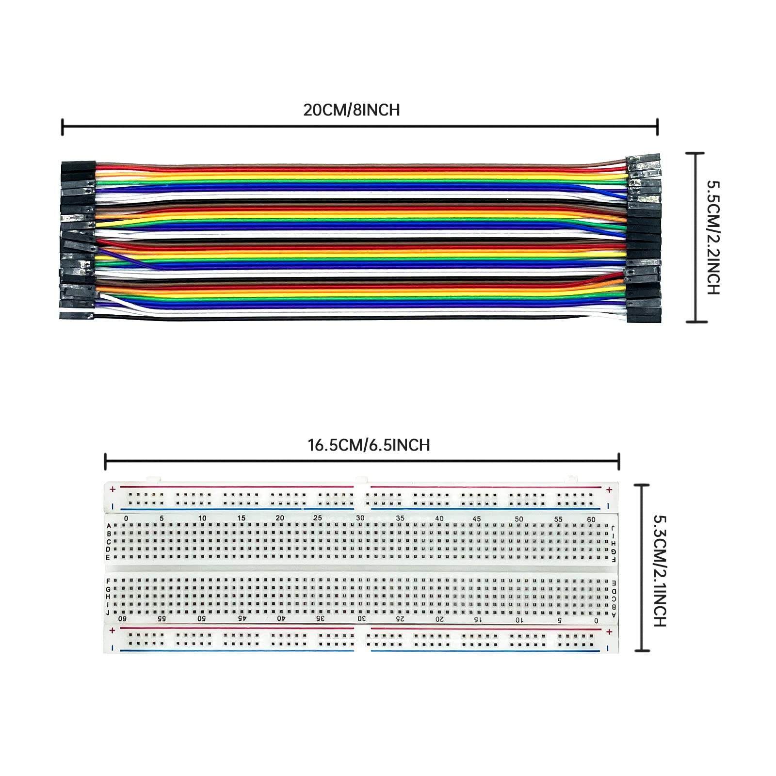 starfa lab Breadboard Kit, Include 3 x breadboard + 3 x 20 cm Jumper Wire m2 m/f2 m/f2 f Compatible with Arduino Raspberry Pi (Set of 6)