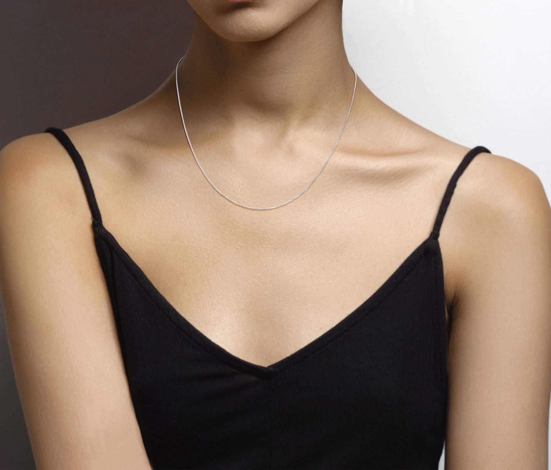 Miabella 925 Sterling Silver or 18Kt Yellow Gold Over Silver Italian 1mm Adjustable Solid Thin Bolo Box Chain Necklace for Women/Slider Chain 14-24 Inch/Made in Italy (sterling silver)