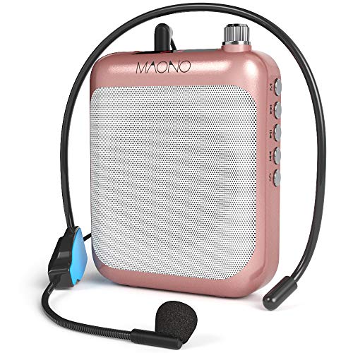 MAONO Voice Amplifier, Portable Rechargeable Mini Speaker with Wired Microphone Headset and Waistband, Support FM MP3 TF Card for Teachers, Coaches, Tour Guide, Classroom, Outdoors, C01