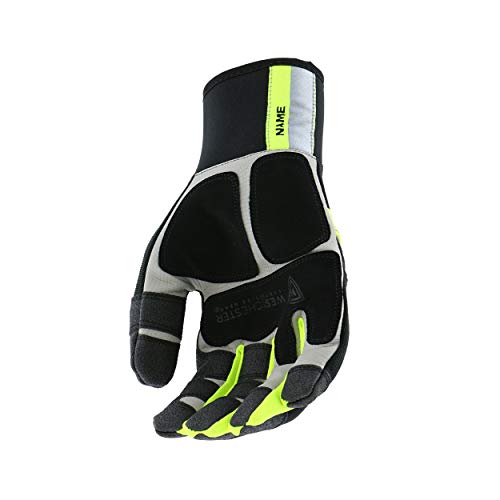 West Chester Pro Series 96652 Yeti Waterproof Winter Work Gloves - [1 Pair] Large, Synthetic Leather Palm, Spandex Backing, HI-VIS Safety Gloves, Black/ Neon Yellow