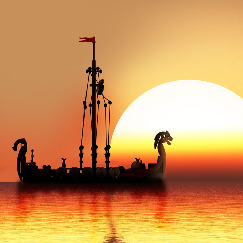 Viking Longship Building Blocks Kit,MOC Military Vessel Ship Model Medieval Pirate Ship Troop Carrier Brick Model DIY Kids Toys Birthdays Gift