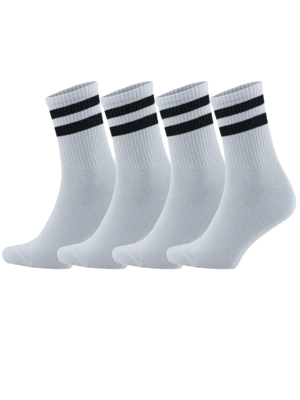 soytemiz Unisex 4 Pack Striped Sports Socks Perfumed Cotton (6-11, WHİTE)