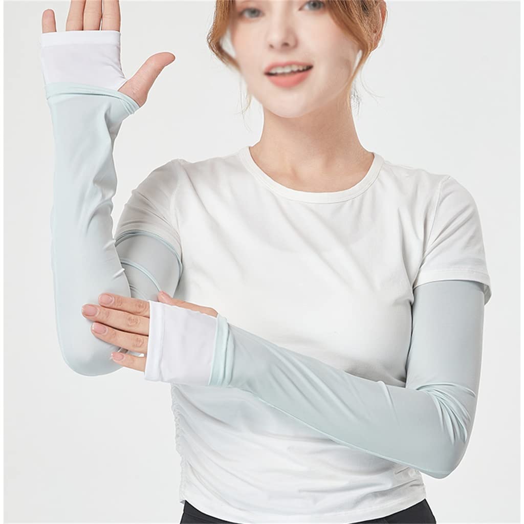 SDFGH Sleeves Women's Driving Outdoor Summer Ice Silk Thin Riding Sunshade Ice Sleeve Arm Guard Gloves (Color : B, Size : 58 * 23 * 20cm)