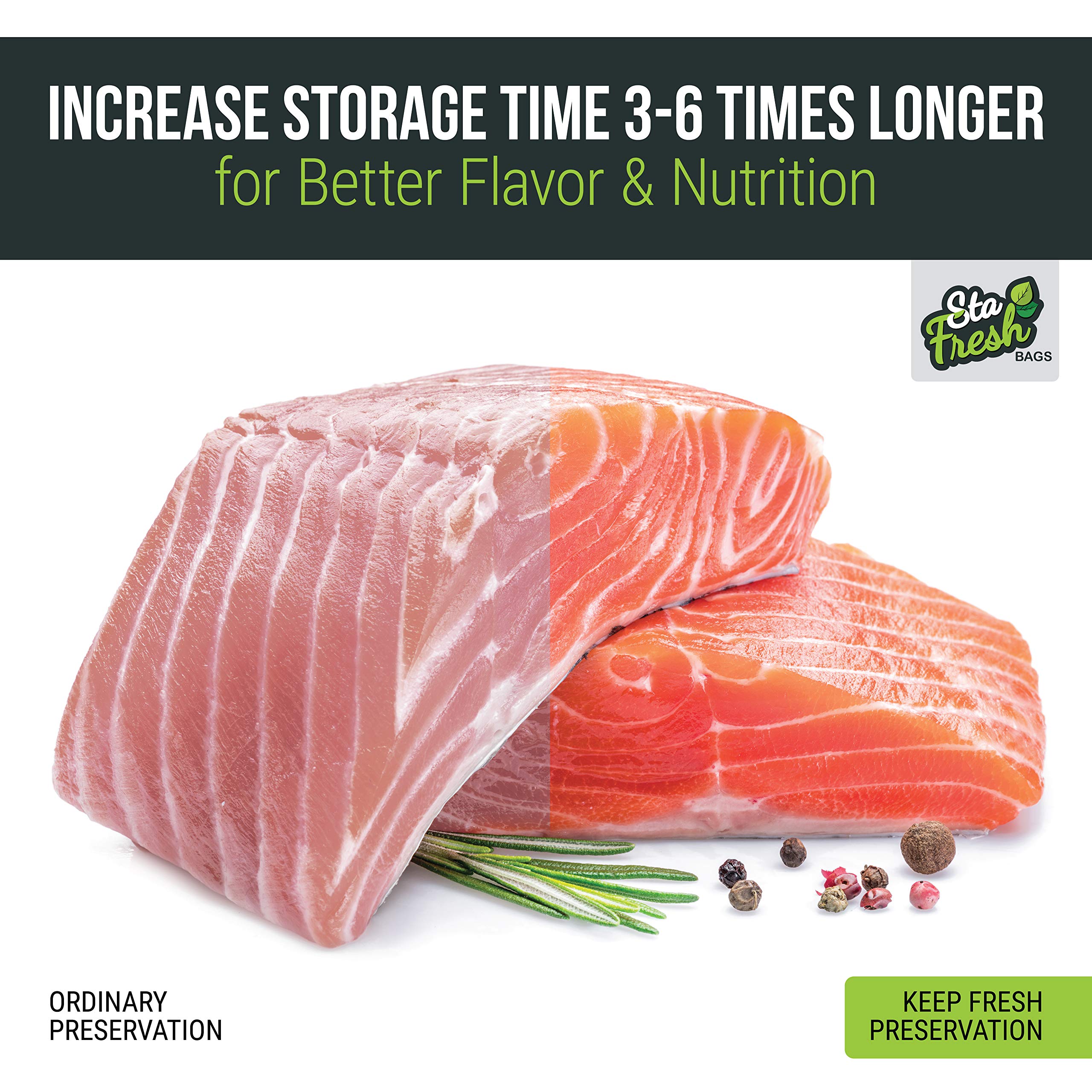 Sta Fresh Vacuum Sealer Storage Bags (8โ x 10โ, 100 Count), Quart Food Saver Bags 3.5mil Vac Meal Sealer, USA Made
