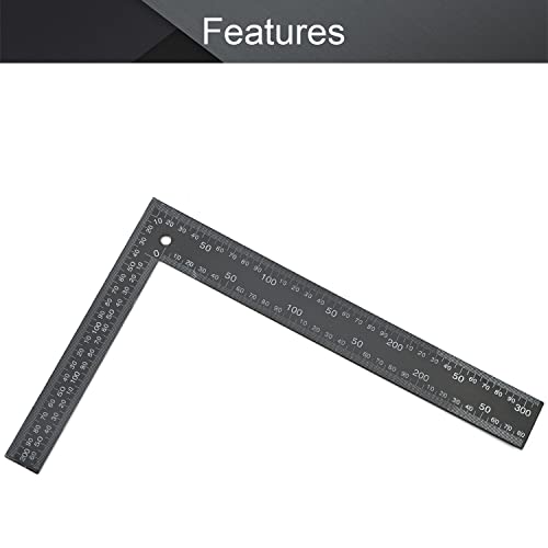 Utoolmart Right Angle Ruler, 200mm × 300mm Carbon Steel L Shape Ruler, 90 Degree Square Tool, Framing Tools for Carpenters, Black