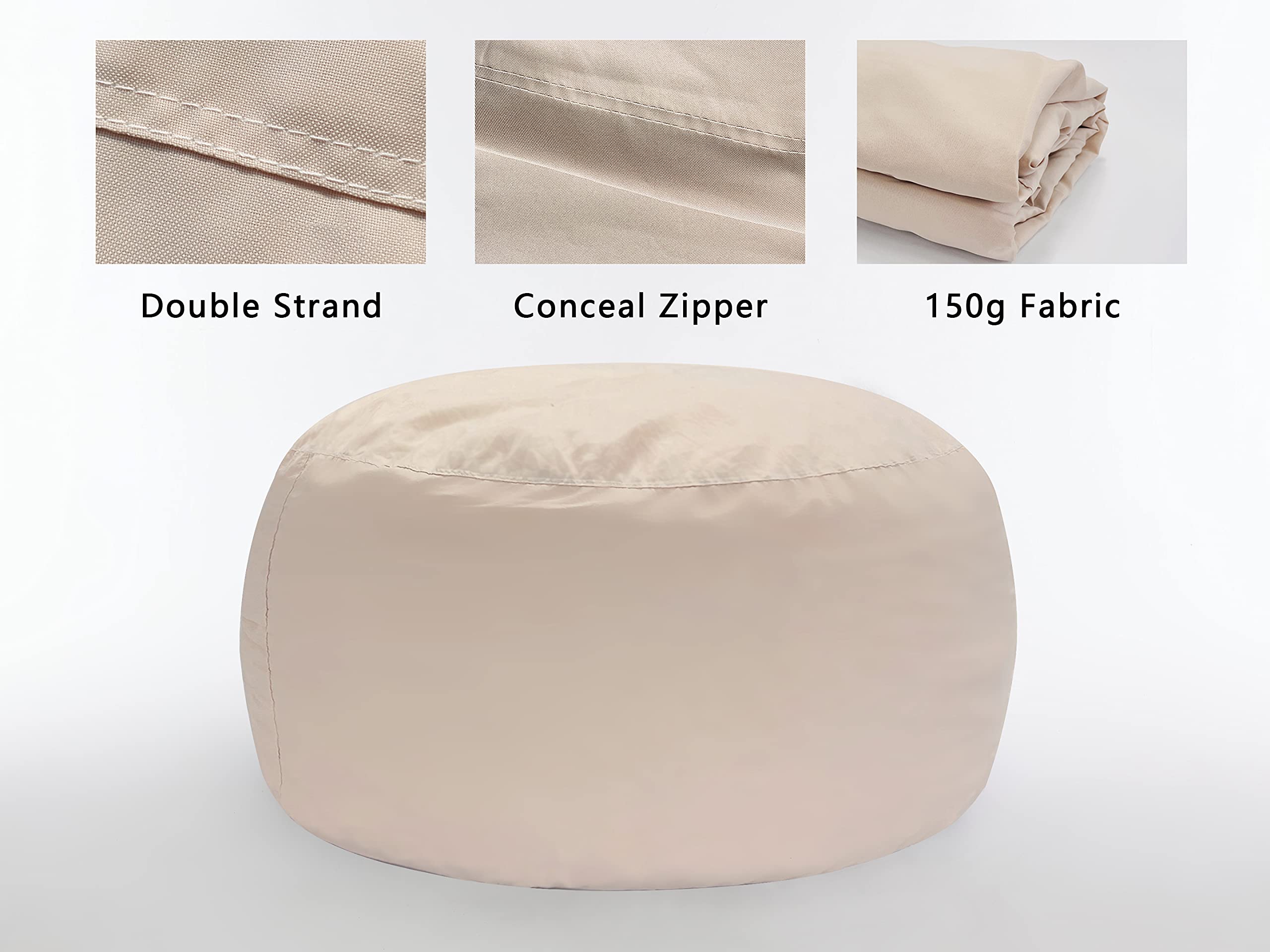 N&V Bean Bag Chair Cover L (4 FT) Super Fluffy Bean Sack Khaki Cover with Liner (Cover ONLY)