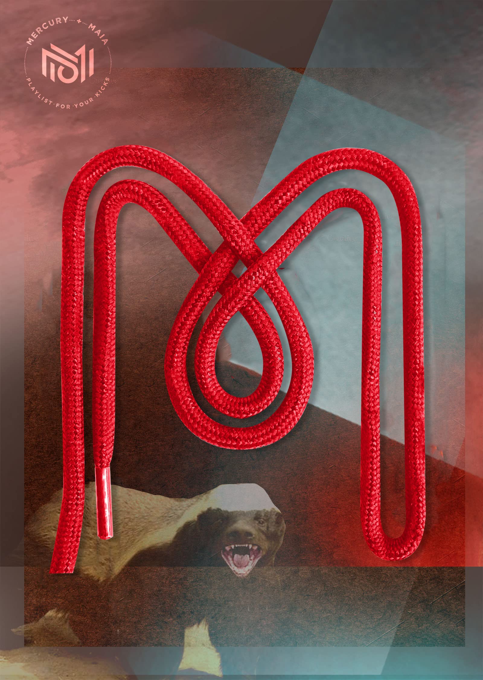 Mercury + Maia Honey Badger Survival Paracord Boot Laces - 7 Strand Nylon Core - Made in USA (Red, 54 inches, 1 Pair)