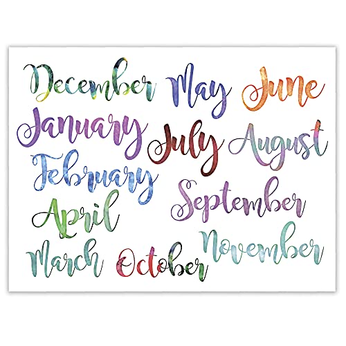 Watercolor Months, Watercolor Stickers, Watercolor Numbers, Watercolor Days of the Week, Sticker Kit, Sticker Set, Sticker Pack