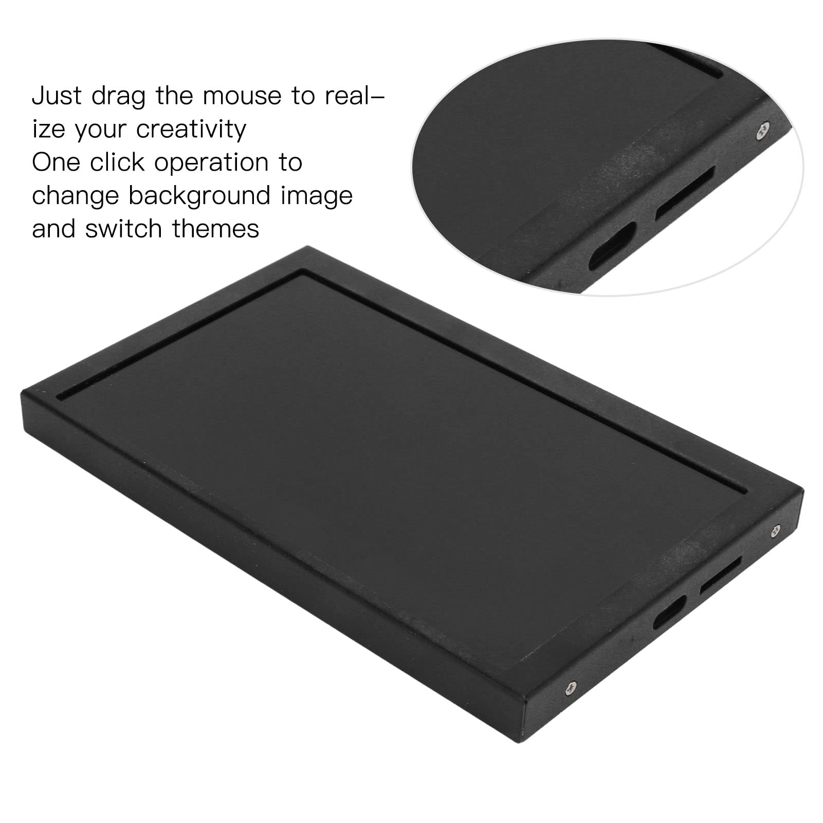 VINGVO Computer CPU GPU RAM HDD Monitor, IPS TypeC Secondary Display Theme Switchable USB Display AutoOff, Clear with PC Support (Black)