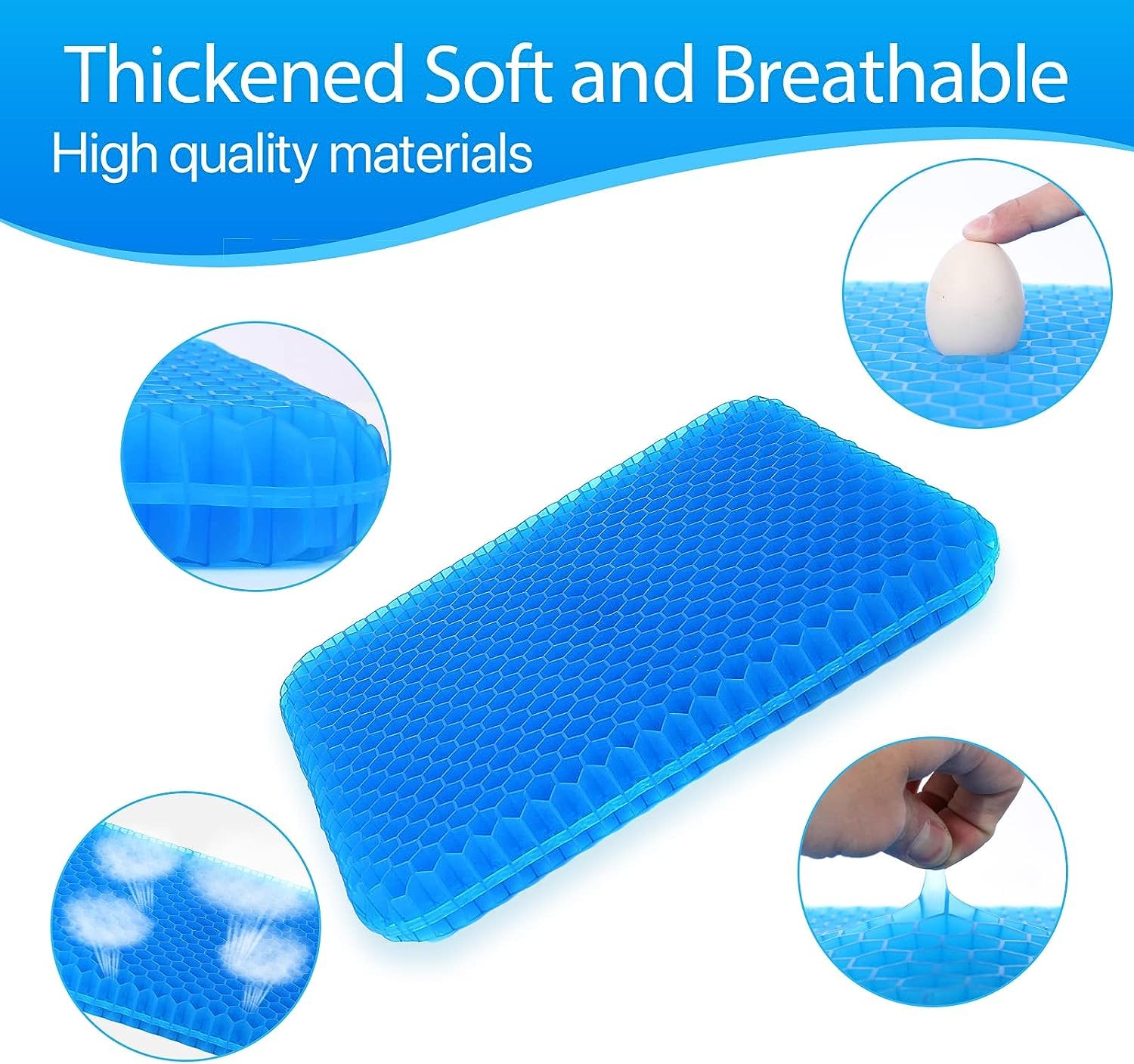 Premium Gel Seat Cushion for Sciatica Relief, Ergonomic Comfort, and Back Pain - Ideal for Office, Car Seats, Truck, Gaming, Wheelchairs - Comfort Cushion with Memory Foam Support
