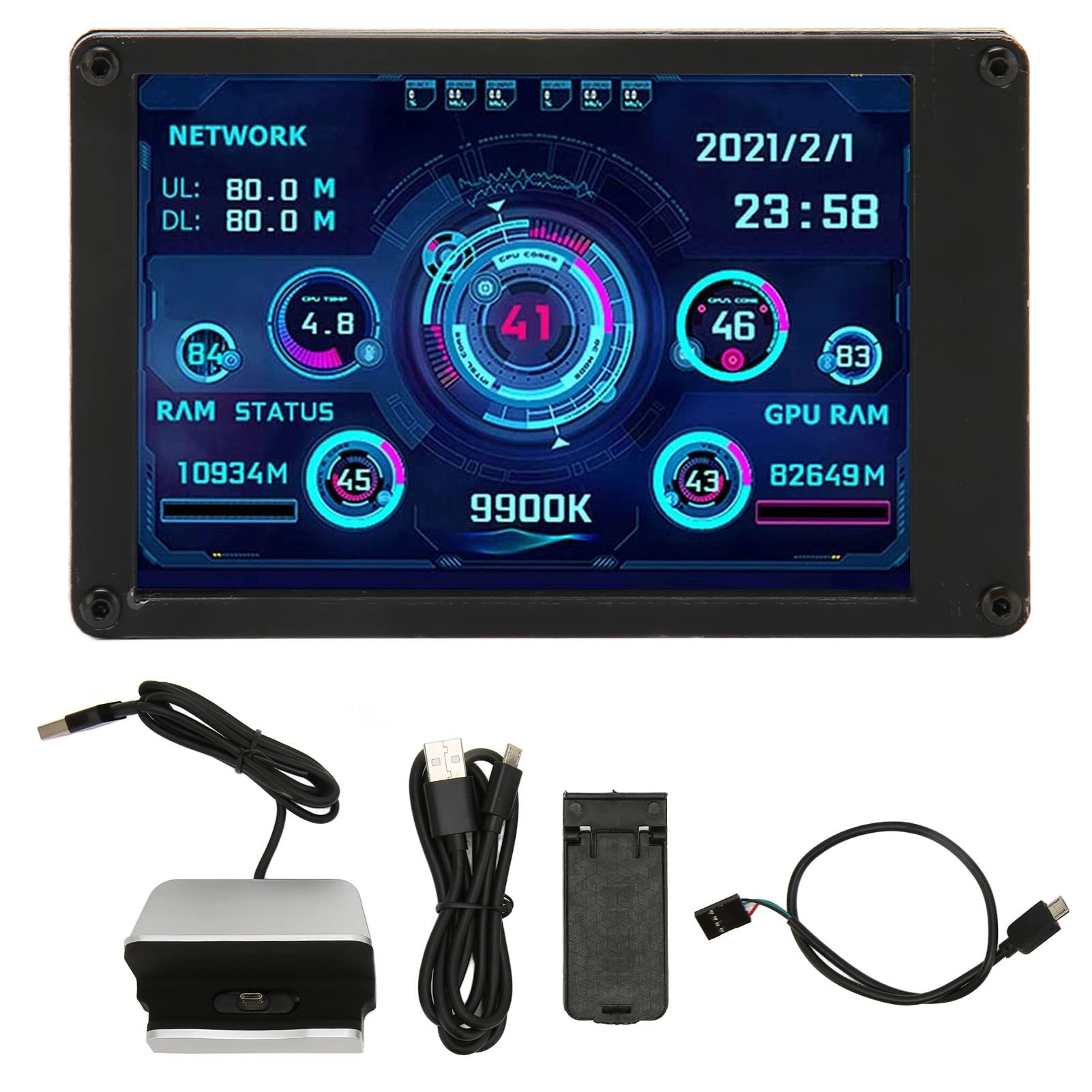 VINGVO CPU Data Monitor, 3.5 Inch Energy Saving Clear Image Mini USB IPS Display for Office
