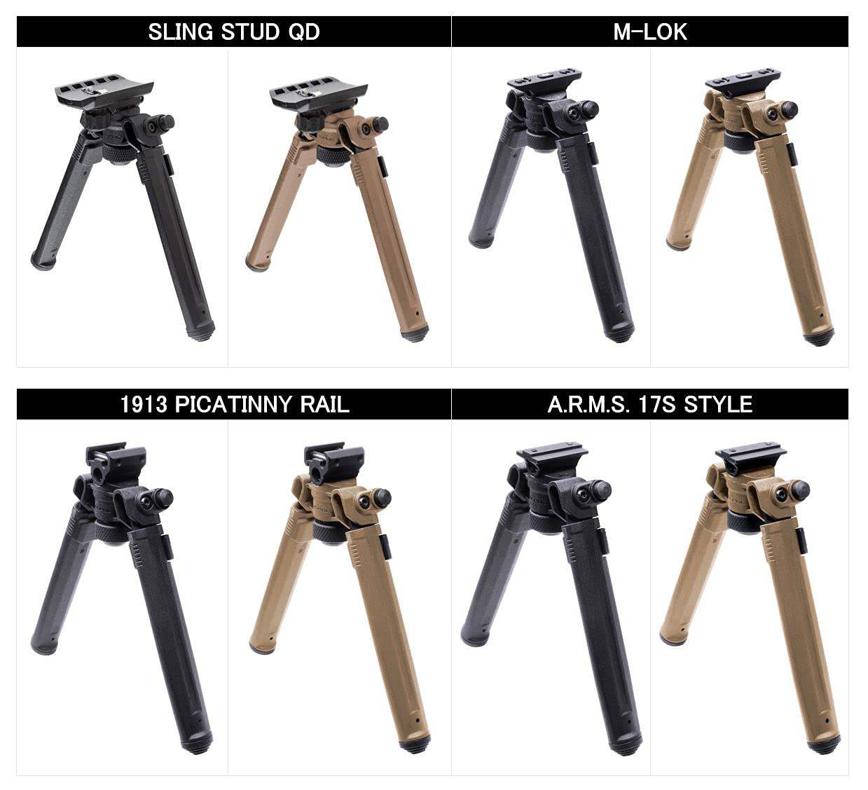 Magpul Rifle Bipod Gun Rest for Hunting and Shooting, Sling Stud QD, Flat Dark Earth