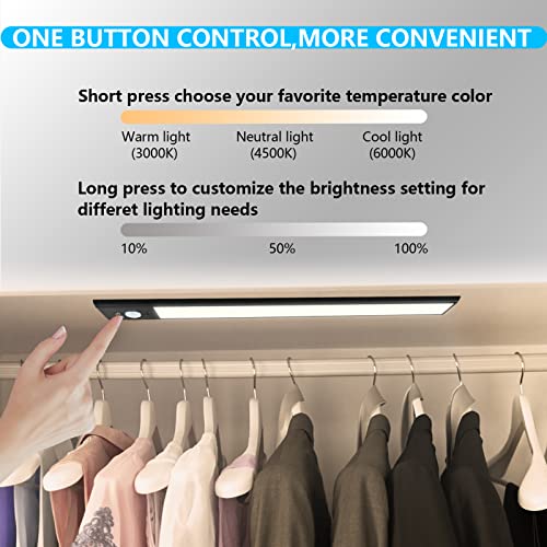 pinci 126 LED Under Counter Closet Lighting,Motion Sensor Cabinet Light,Magnetic Motion Activated Light,Wireless Dimmable Rechargeable Night Lights with Hand-Wave Sensor for Kitchen,Wardrobe,KitchenâŚ