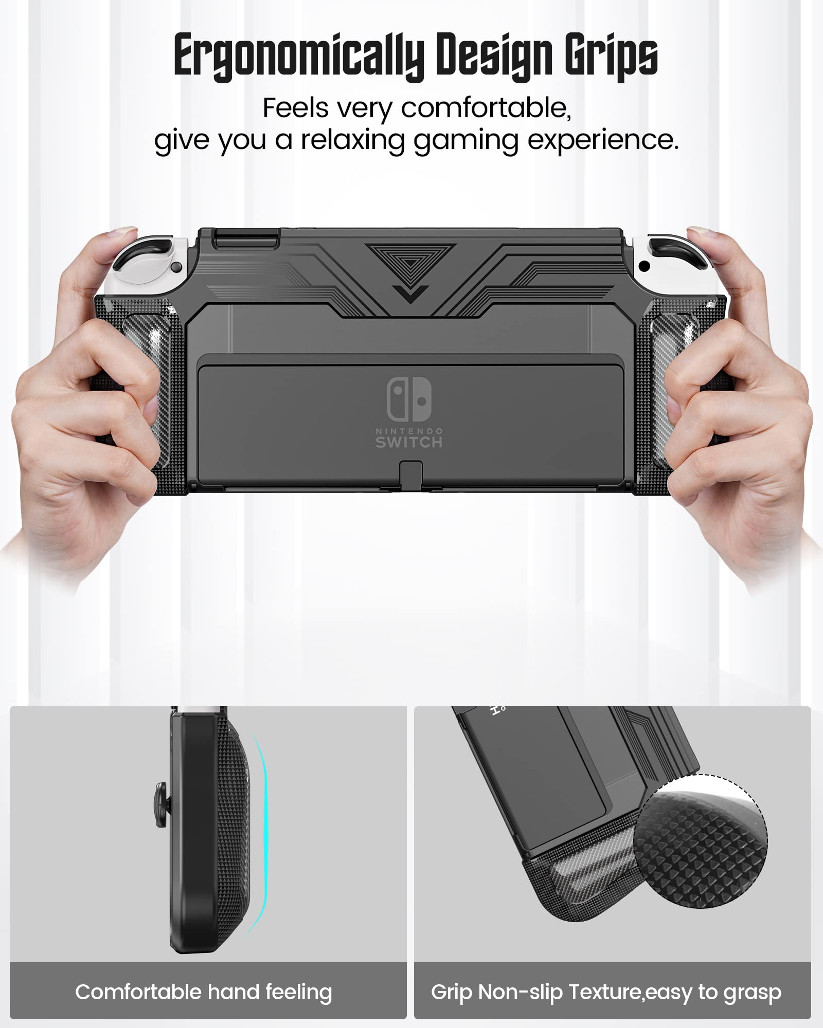 RTTACRTT Dockable Case Compatible with Nintendo Switch OLED Model 2021, Enhanced Dockable Case Cover TPU Grip Case for Nintendo Switch OLED Console and Joy Con, Black