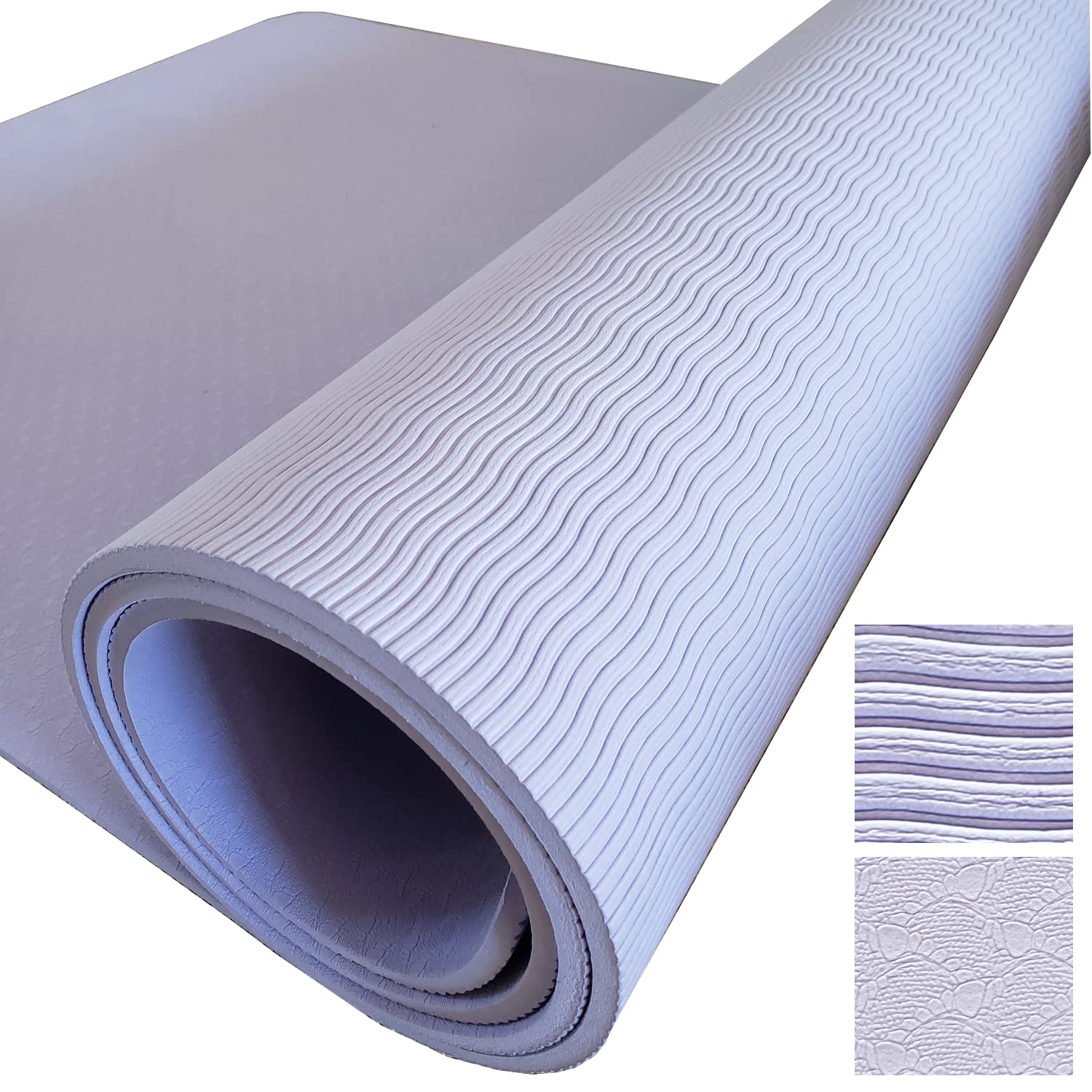 POCO DIVO Premium TPE Yoga Mat, All-purpose Floor Exercise Mats, Pilate Fitness Workout Protection, 6mm Reversible Durable Elasticity Thick Foam Flooring, Violet Verbena