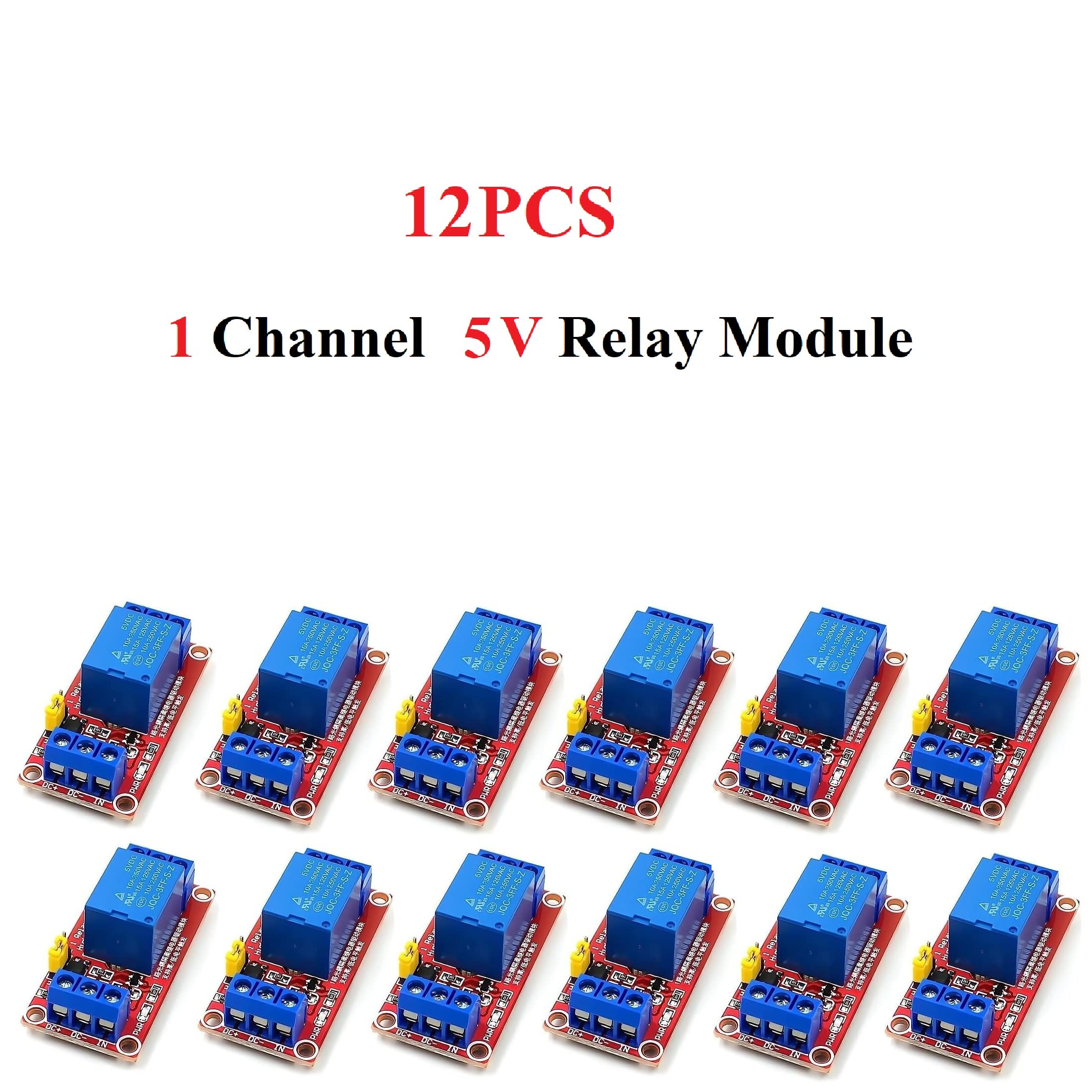 WWZMDiB【12Pcs, 5V, 1 Channel, Relay Board】Relay Module 1/2/4/6/8/16 Channel 5V 12V 24V with Optocoupler Isolation Support High and Low Level Trigger