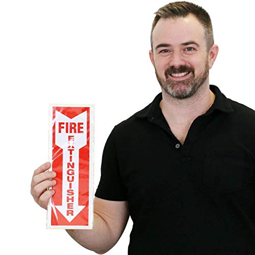SmartSign Reflective Fire Extinguisher Sign Label with Down Arrow (PACK of 3) 4" x 12" Vertical Sign, Engineer Grade Reflective Stickers/Decals