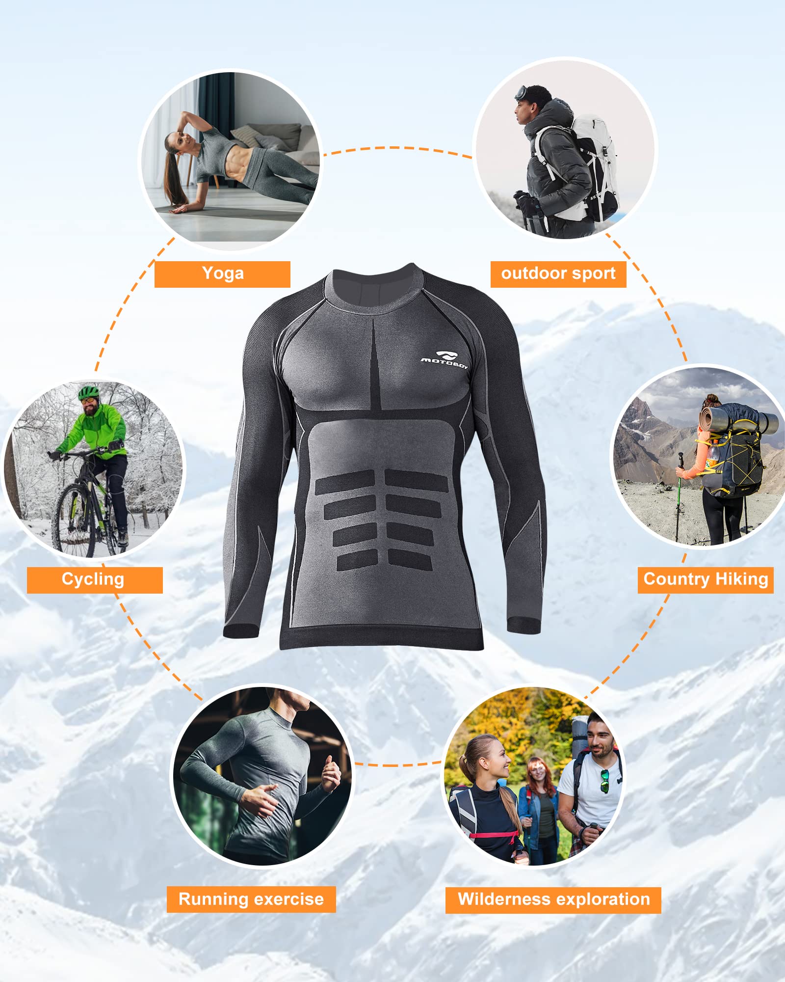 Thermal Underwear Set Sport Compression Set Hunting Gear Long Johns Breathable Perspiration Base Layer for Outdoor Activities Grey