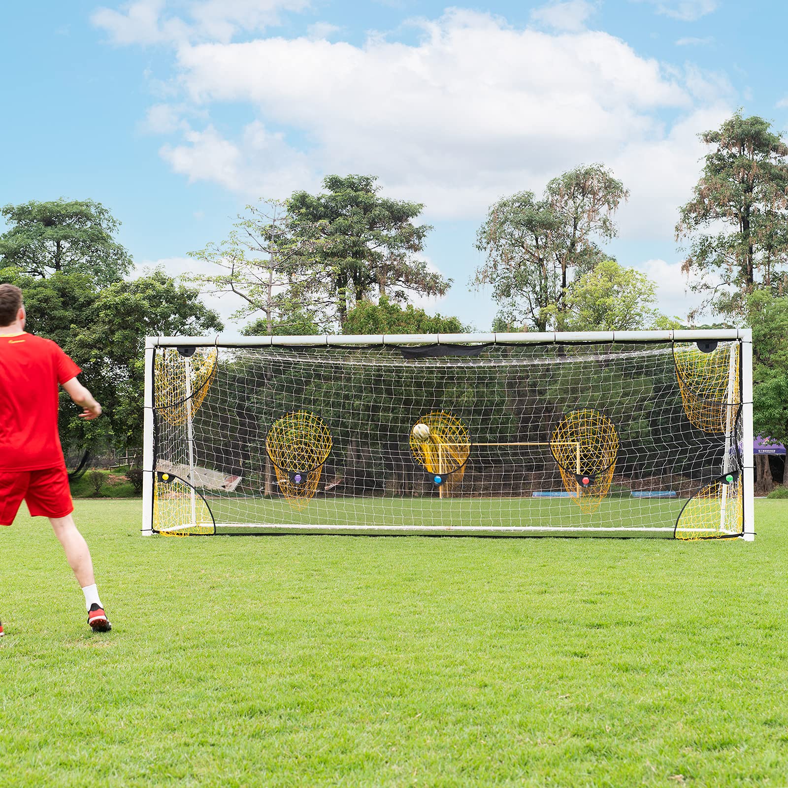 PodiuMax Soccer Goal Target Net with Highlighted Scoring Zones, Sturdy Polyester Net for Shooting and Finishing Drill Practice, 12x6' Futsal