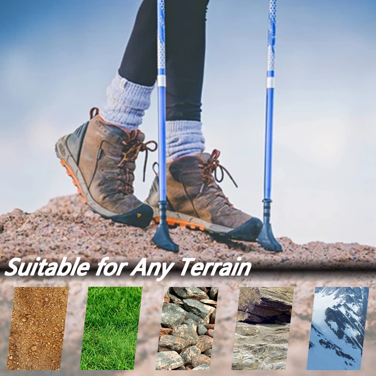 Rubber Trekking Pole Tips 4pcs Walking Hiking Stick Tips Hiking Poles Accessories Replacement Trekking Hiking Sticks Walking Poles Boot Tips Rubber Feet Protectors Fit Most Standard Hiking Poles
