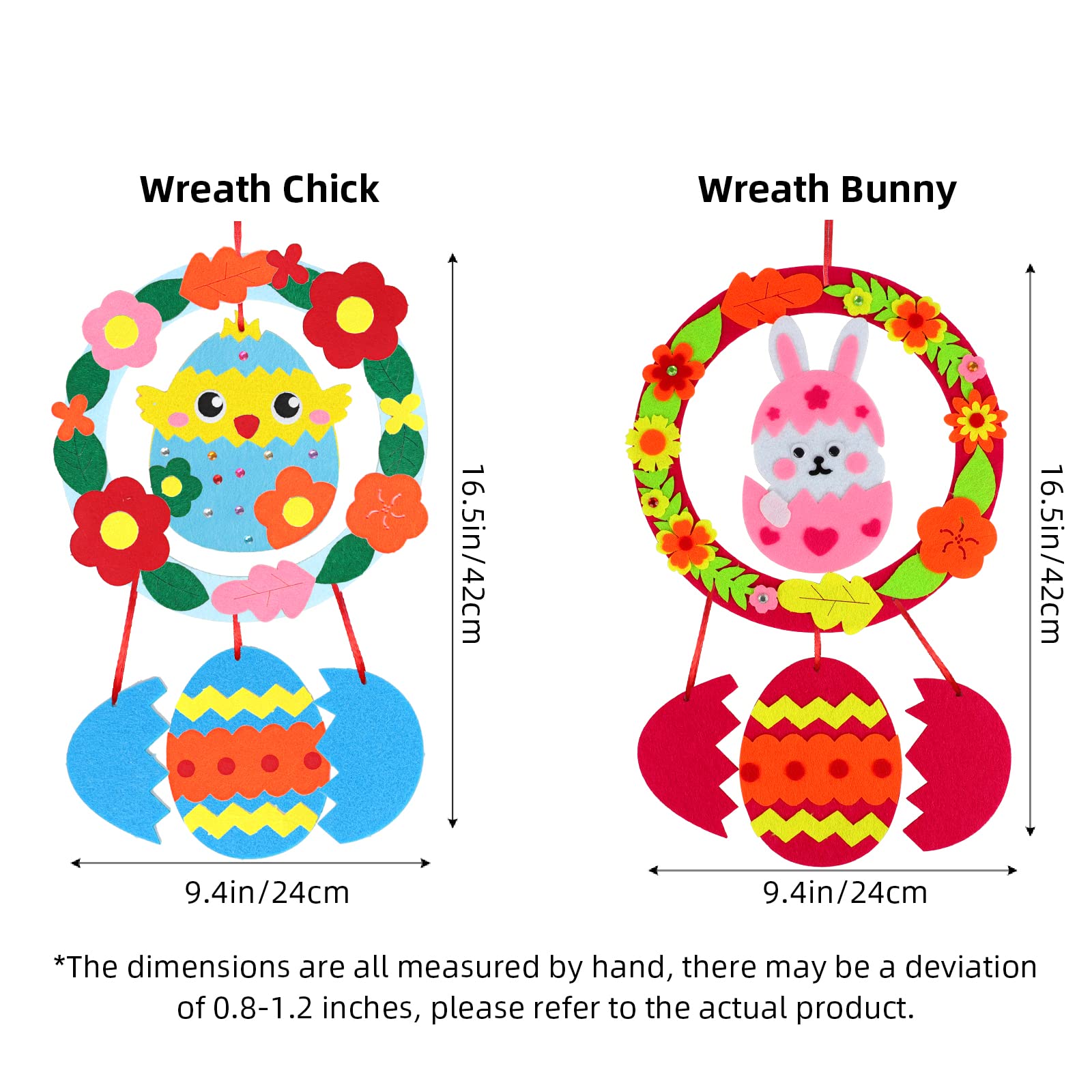 VIPITH Easter Craft Kits, 4PCS DIY Sets Including Wreath Chick Wreath Bunny Hatching Egg Easter Craft Sign Bunny Wreath and Rabbit Chick for Kids Favor Classroom Daycare Homeschool Art Decor