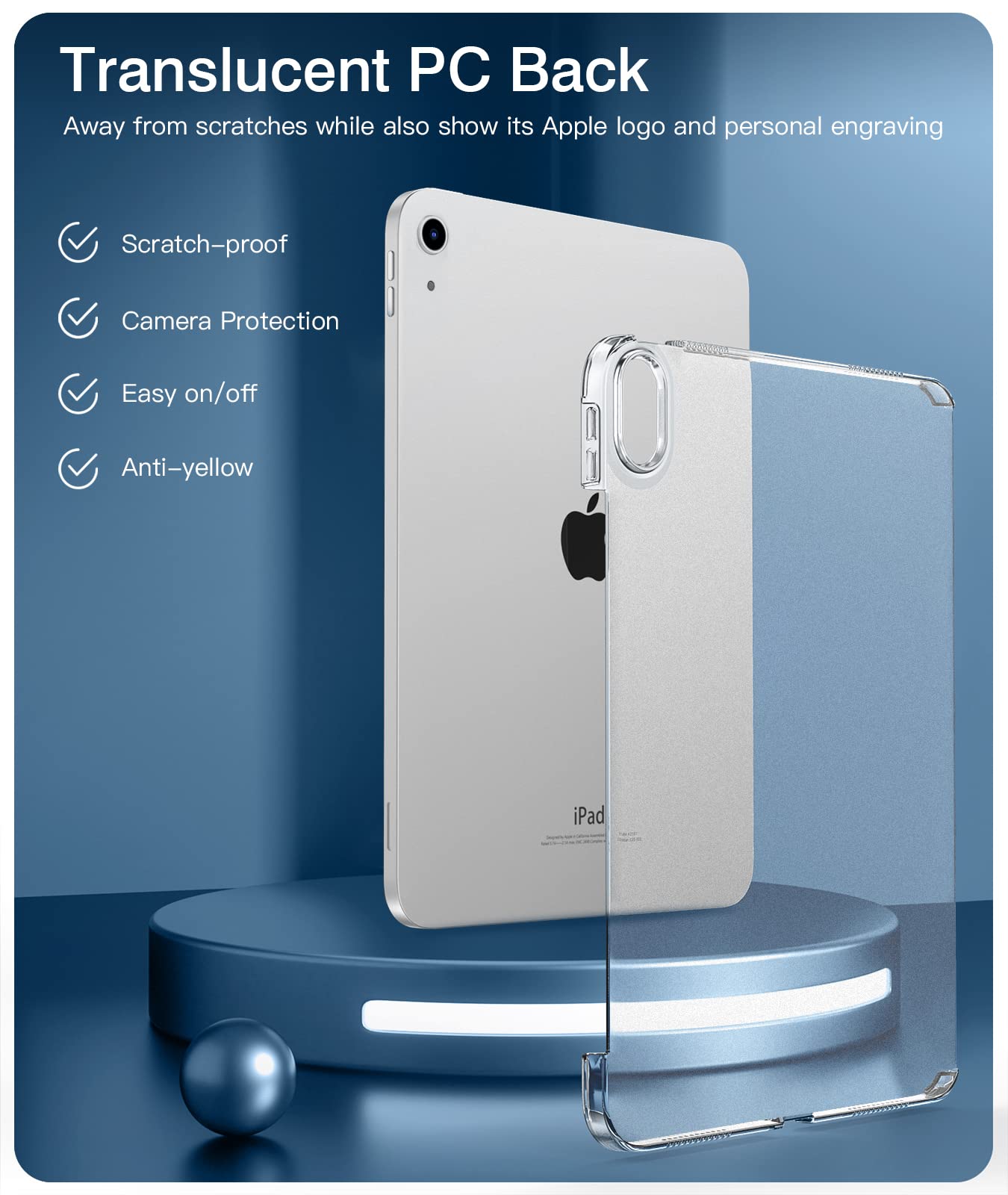 TiMOVO Case for iPad 10th Generation, iPad Case 10th Generation 10.9 inch 2022, Slim and Light Translucent Clear Shell Hard PC Back Case for iPad 10- Clear