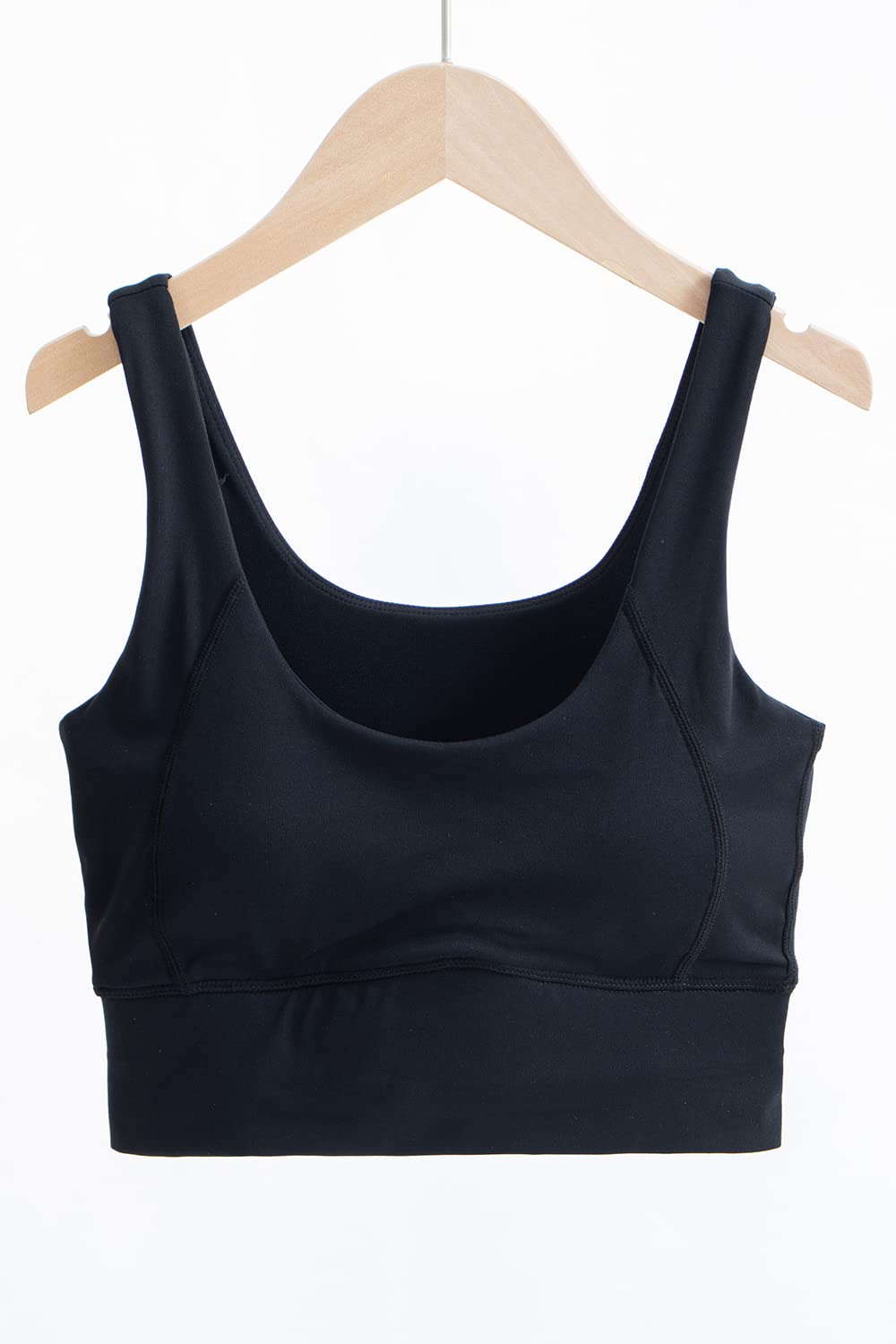 QINSEN Womens Strappy Sports Bras Removable Cups Stretch Padded Running Bras Black M