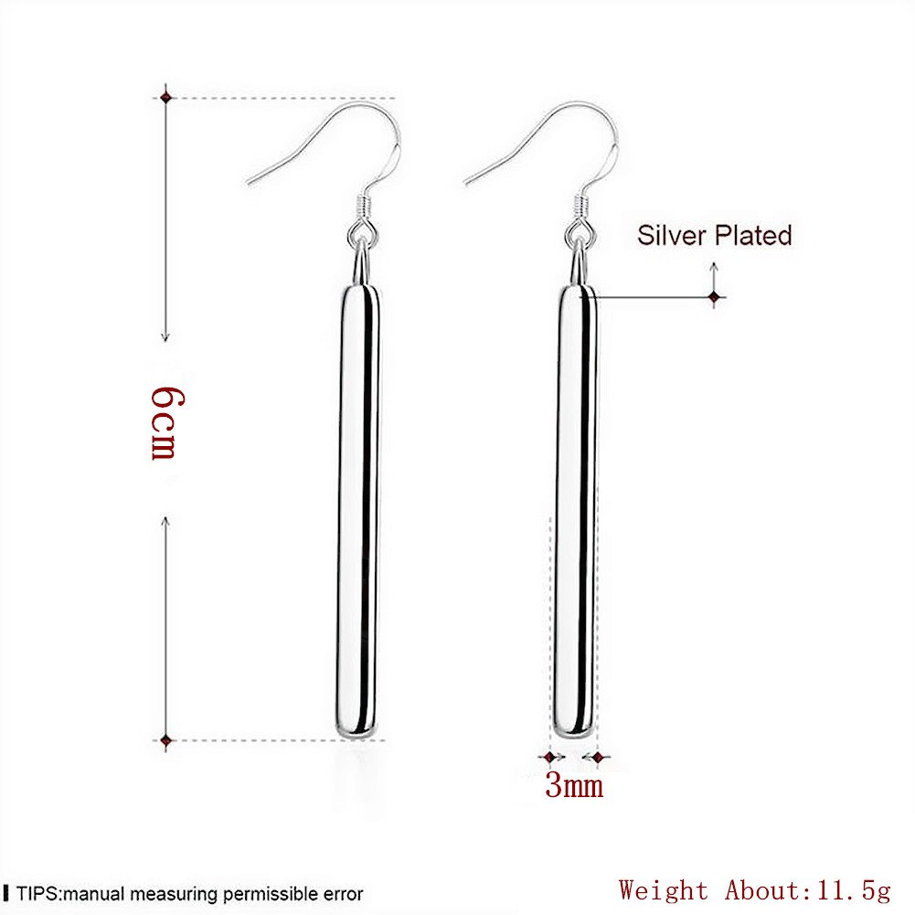 Minimalist Sterling Silver Plated Drop Dangle Earrings Bar Earrings Line Simplify Earrings (Style A)