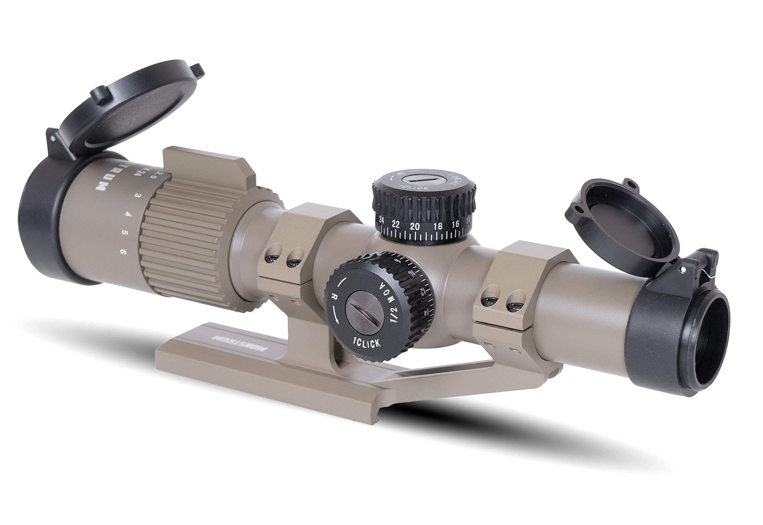 Monstrum Alpha Series 1-6x24 First Focal Plane FFP Rifle Scope | ZR305 H-Series Offset Scope Mount | Flat Dark Earth | Bundle