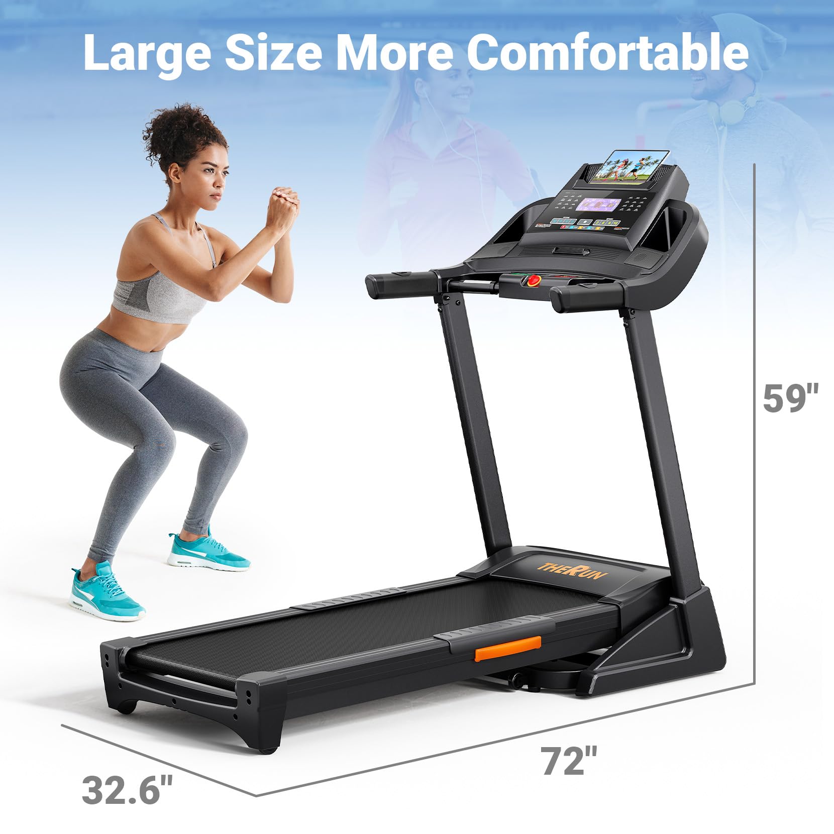 THERUN Treadmill Cover, Dustproof and Waterproof Protective Oxford Cloth Treadmill Cover for Folding Treadmill Gym Machine Black