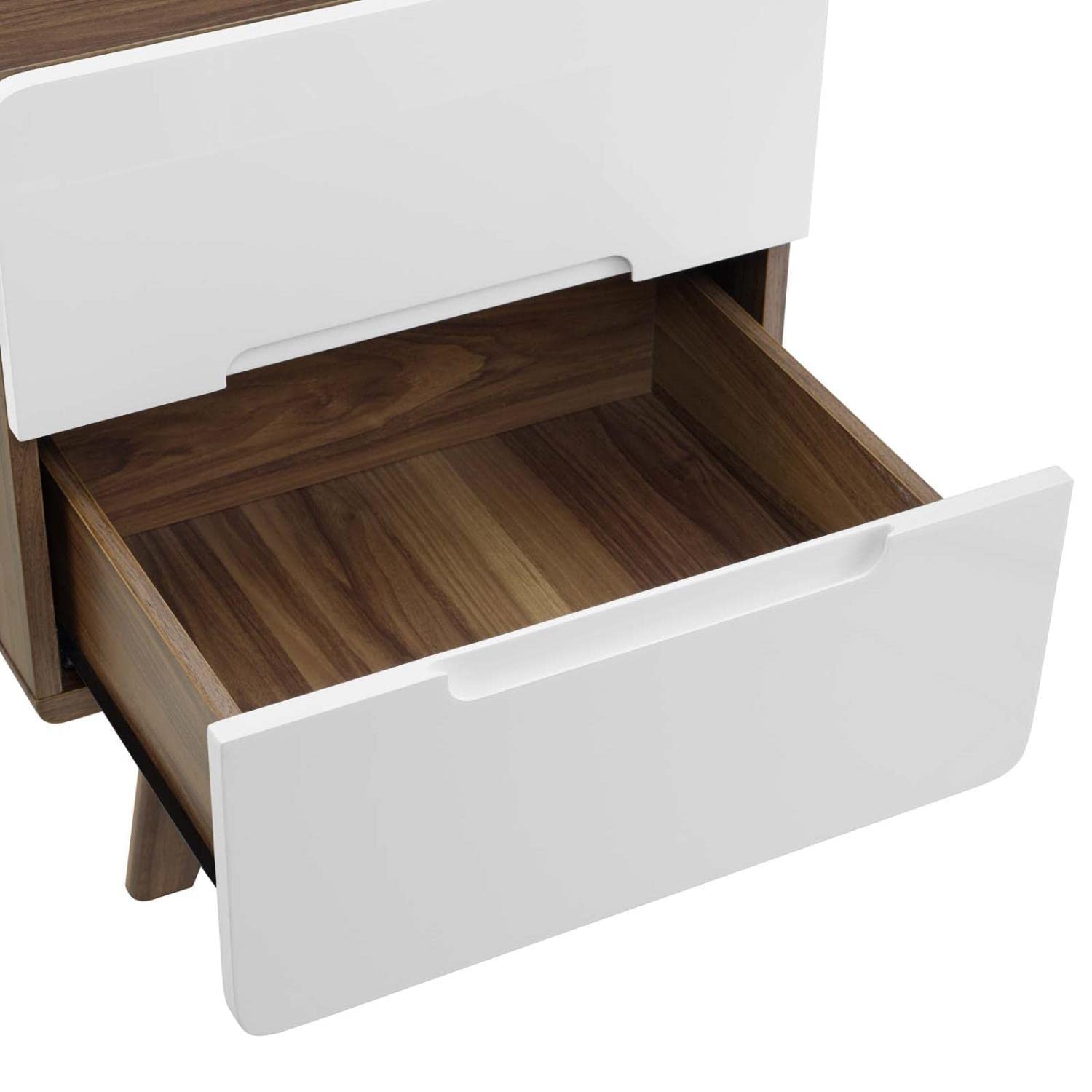 Modway Origin Contemporary Mid-Century Modern 6-Drawer Bedroom Dresser in Walnut White