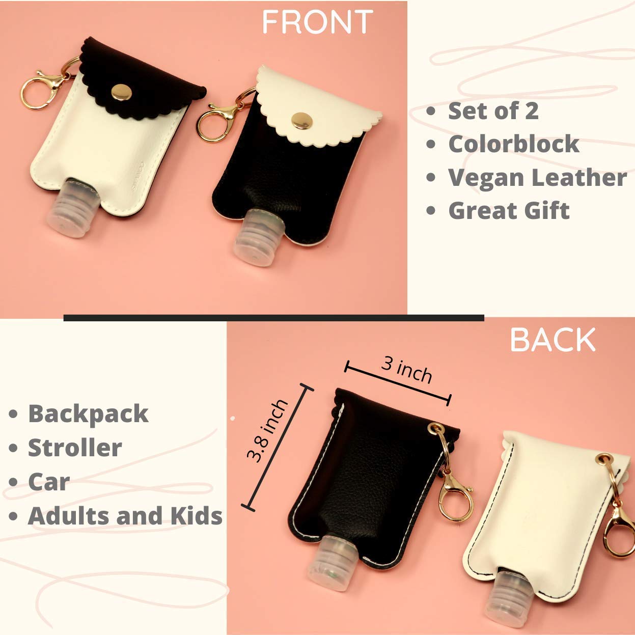 Non Slip Stroller Organizer + Hand Sanitizer Holder Keychain Bundle by Swanoo