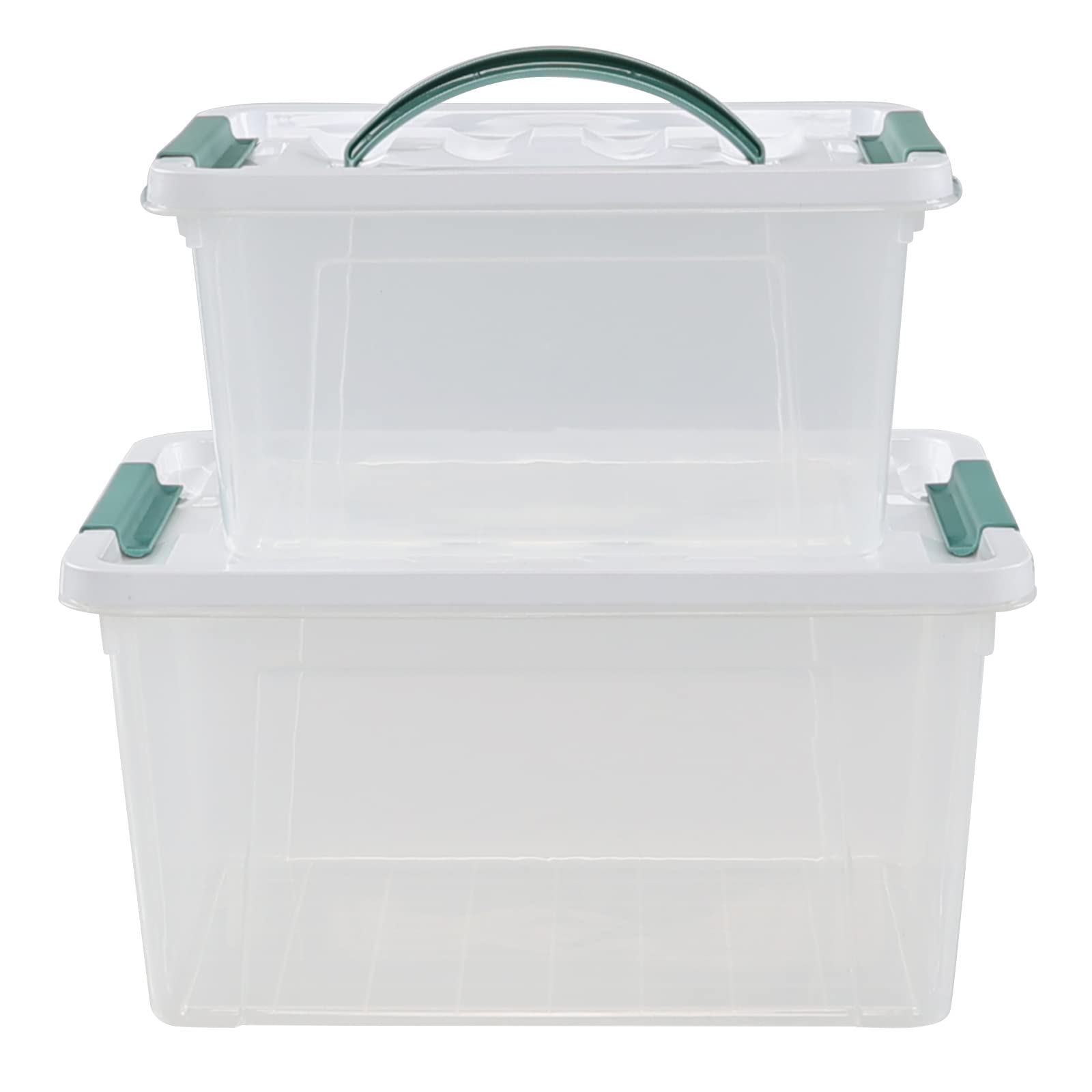Nesmilers 14 Quarts & 7 Quarts Storage Bins with Lids, 2-pack Clear Plastic Totes Boxes