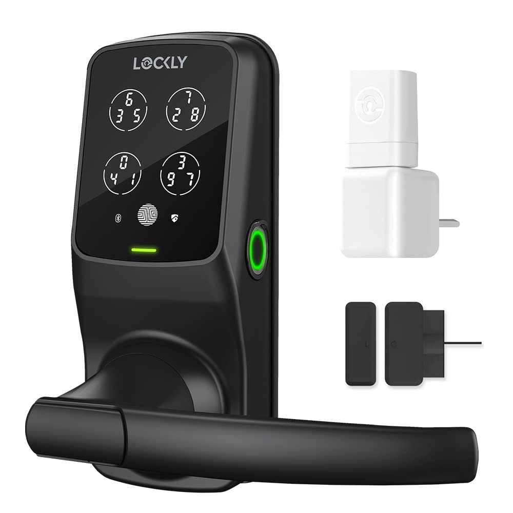 Lockly Secure Pro, Wi-Fi Smart Lock, Keyless Entry Door Lock, PIN GenieĀ® Keypad, 3D Biometric Fingerprint Sensor - Latch Edition & PGA006MB Deadbolt Cover Plate Accessory for Bluetooth Smart Locks
