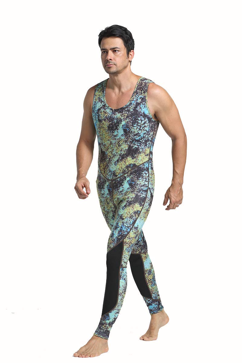 Nataly Osmann Camo Spearfishing Wetsuits Men 3mm /1.5mm Neoprene 2-Pieces Hooded Super Stretch Diving Suit