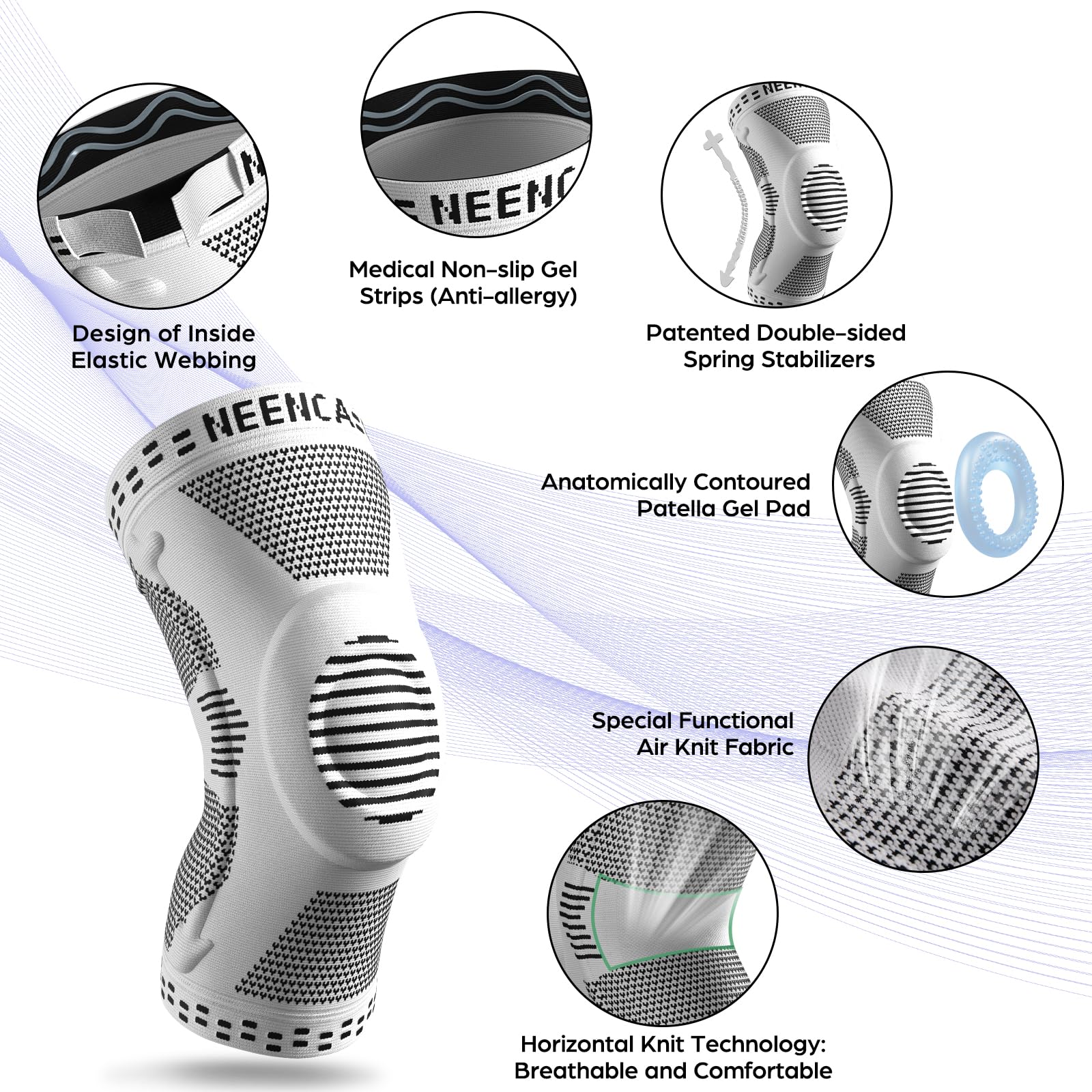 NEENCA Professional Knee Brace for Pain Relief, Medical Knee Support with Patella Pad & Side Stabilizers, Compression Knee Sleeve for Meniscus Tear, ACL, Joint Pain, Runner, Workout - FSA/HSA APPROVED