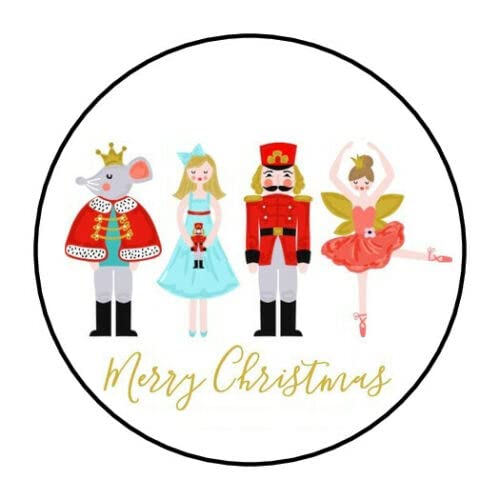 Stencils World 30 pcs Christmas Nutcracker Favor Labels Round Stickers Envelope Seals Labels Round Tags, Stamps Sticker for Gift Cards, Envelopes, Boxes for Holiday, Birthday, Christmas