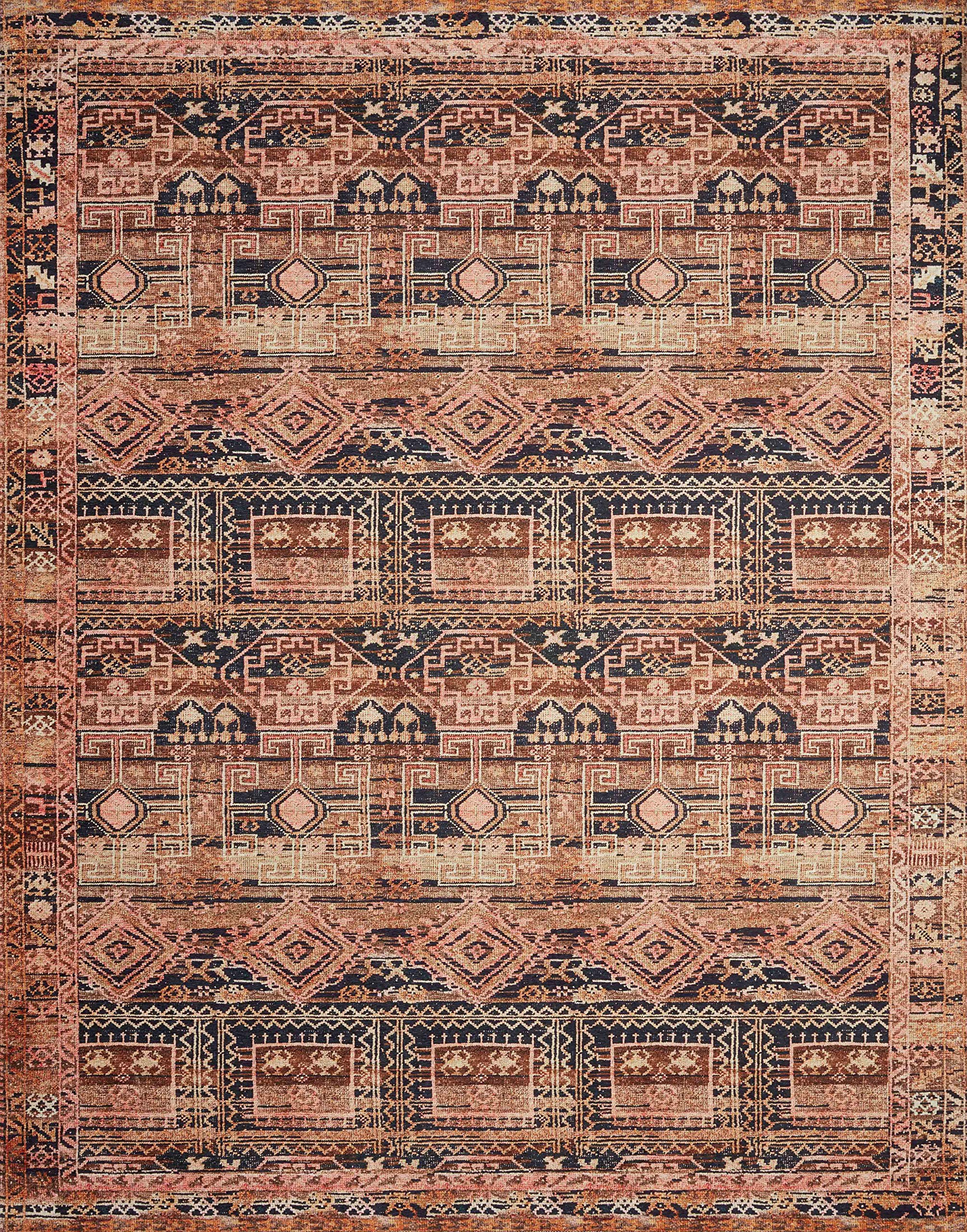 Loloi II LAYLA Collection, LAY-14, Mocha/Blush, 2'-3'' x 3'-9'', 13'' Thick, Accent Rug, Soft, Durable, Vintage Inspired, Distressed, Low Pile, Non-Shedding, Easy Clean, Printed, Living Room Rug