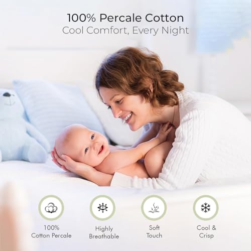 Linenwalas 100% Cotton Percale Sheet Set Full Size, Strong Breathable Crisp and Cooling Premium Cotton 4 Piece Sheet Set- 1 Flat, 1 Fitted, and 2 Pillowcases (Avocado Green/Full Size)
