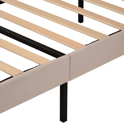Livavege Queen Bed Frame with Wingback Headboard and Storage Drawers, Velvet Upholstered Platform w/Wooden Slats Support, Queen Size Bedframe No Box Spring Needed, Easy Assembly/Mattress Foundation